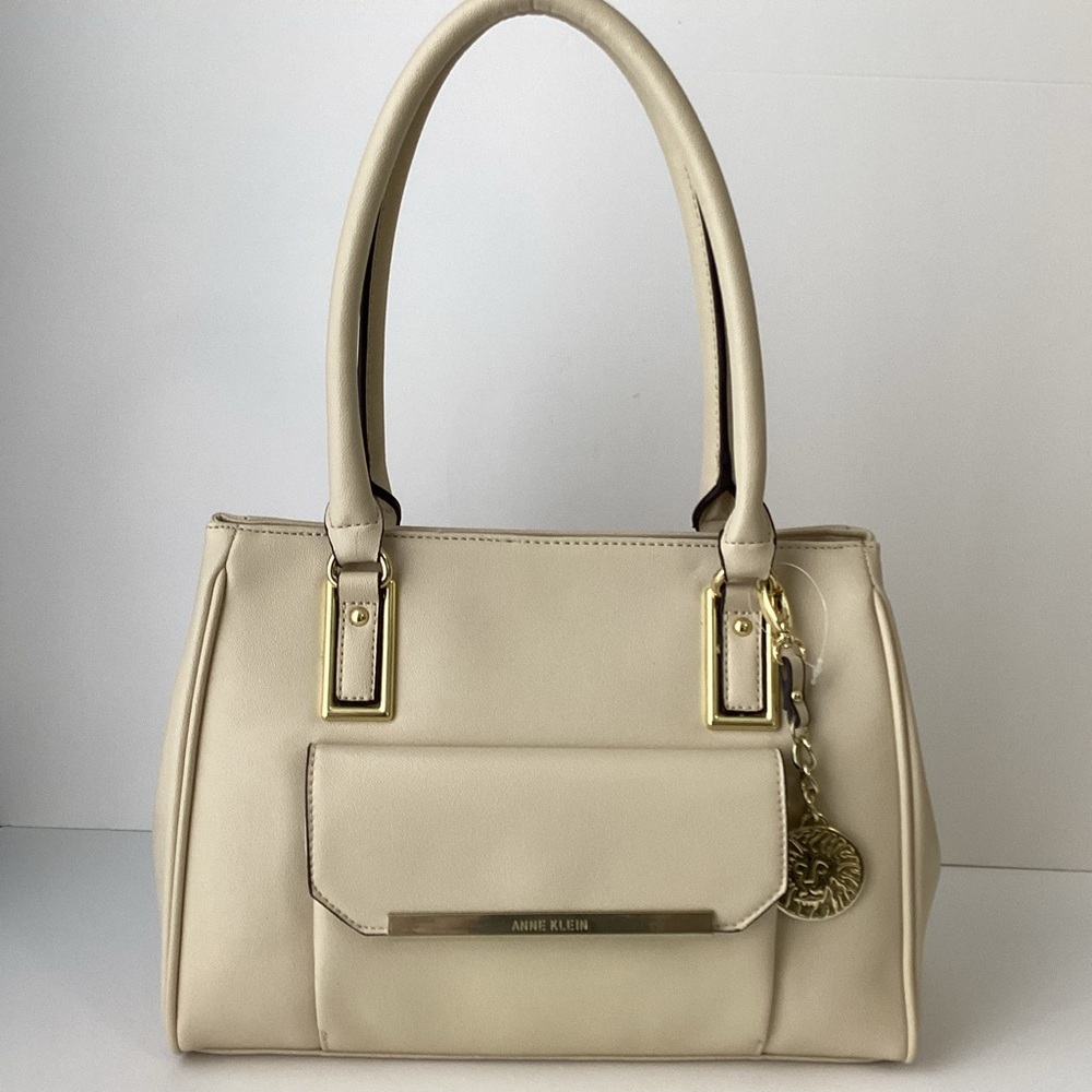 Anne Klein: Cream With Gold Hardware Purse Handbag Sa… - Gem